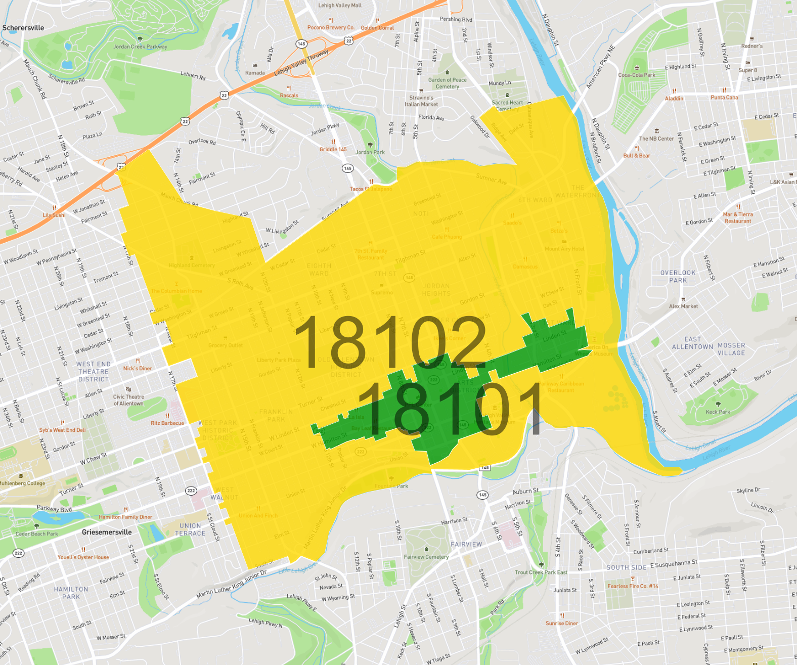 Zip Codes in Allentown