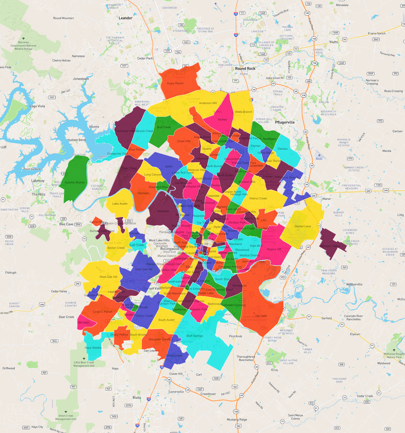 Neighbourhoods in Austin