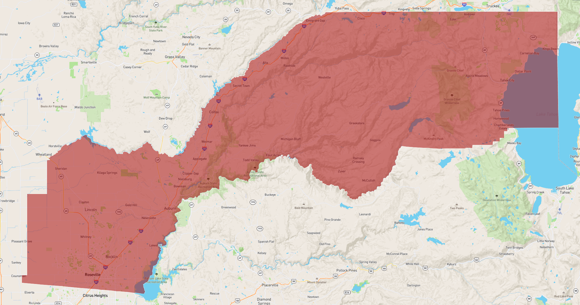 Placer County Zip Code Map - Map