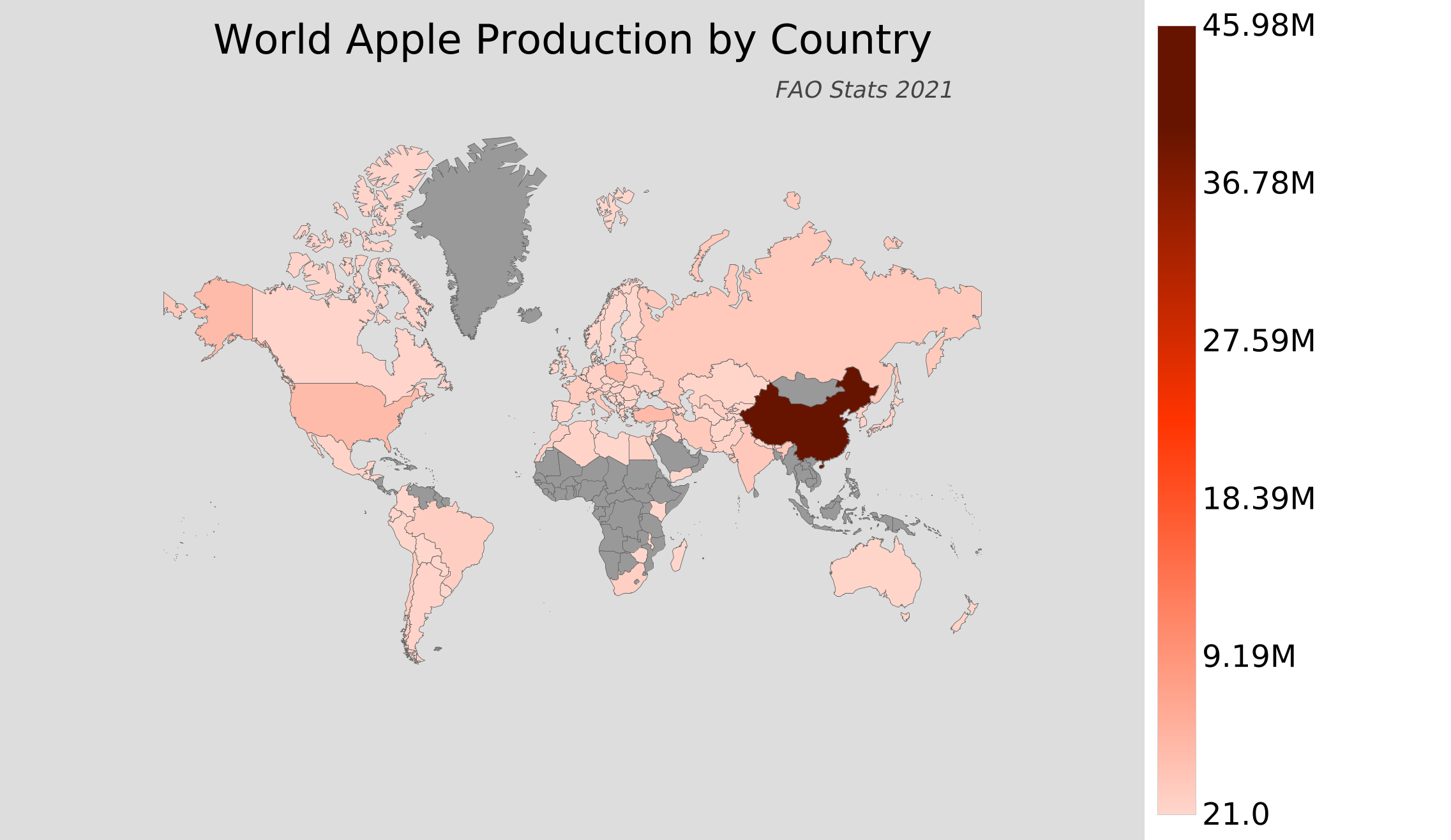 World Apple Production by Country - AtlasBig.com