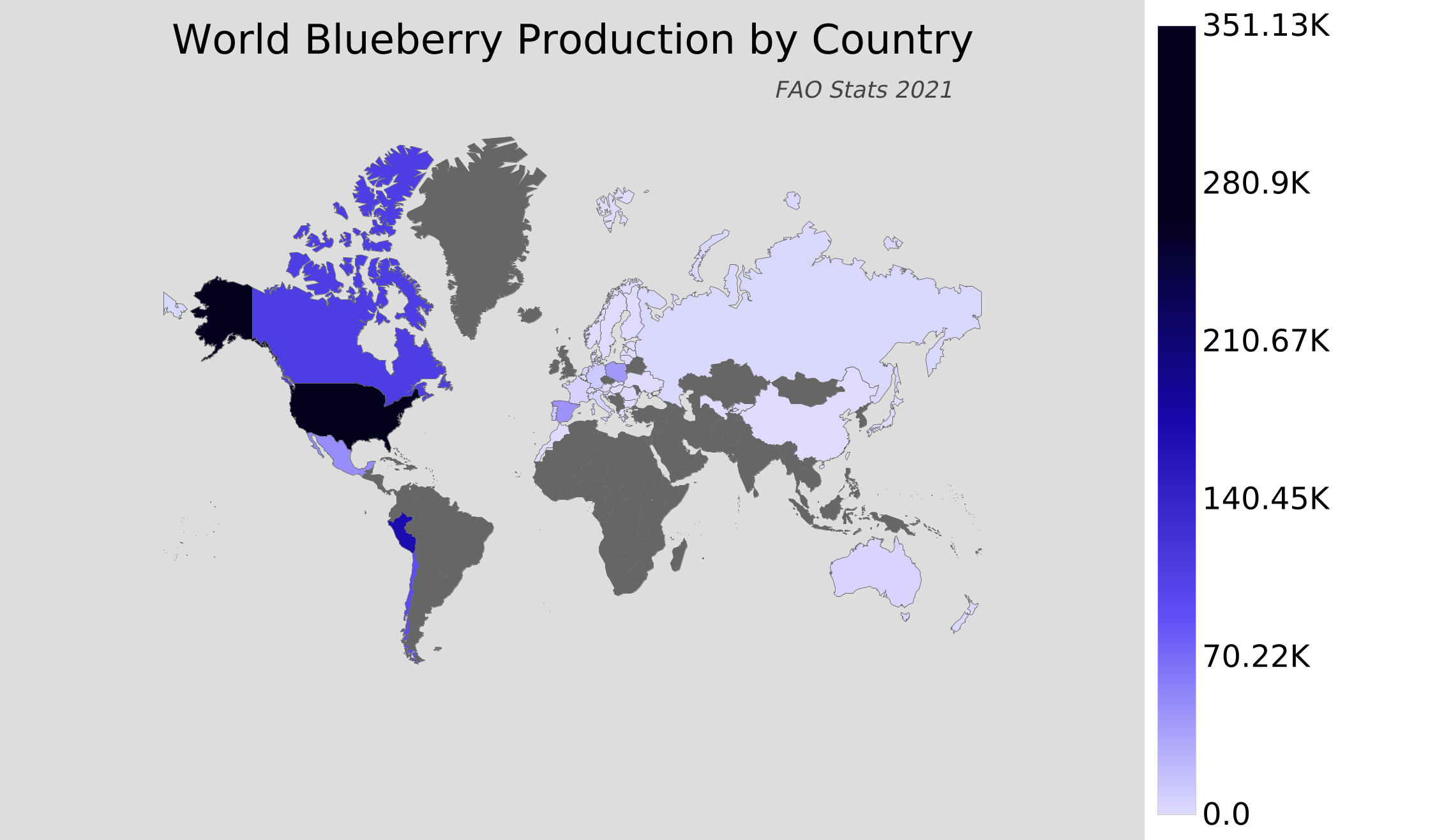 World Blueberry Production by Country - AtlasBig.com