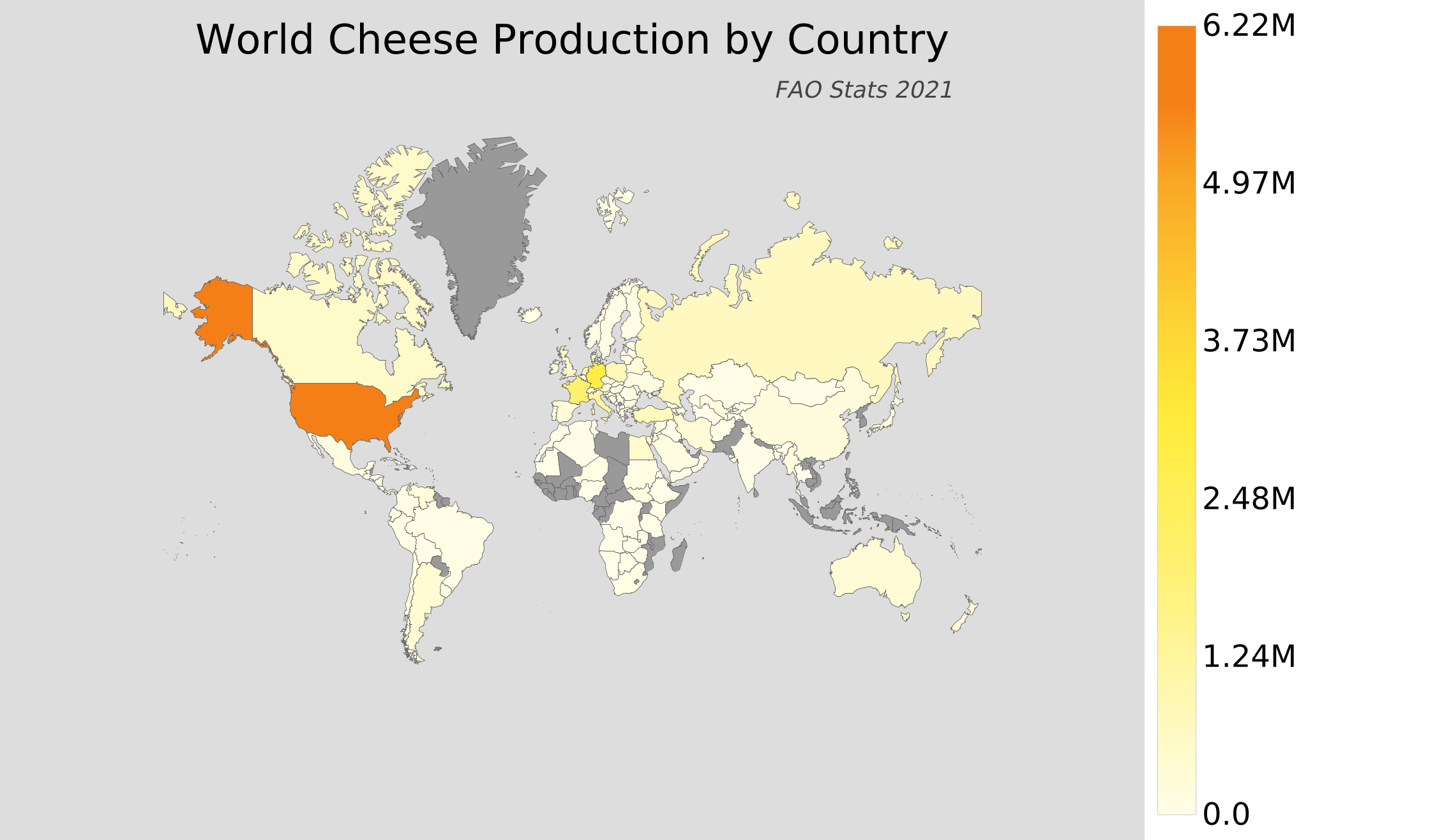World Cheese Production by Country - AtlasBig.com