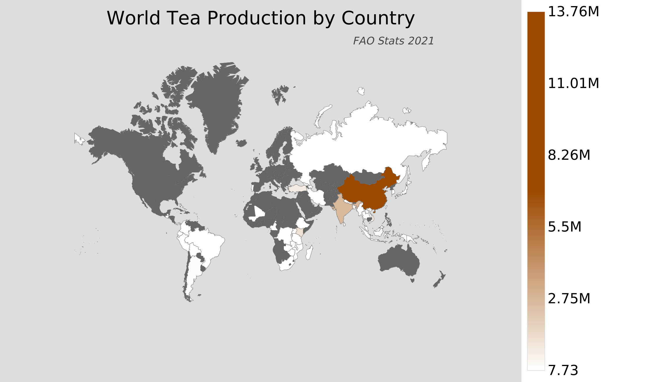 World Tea Production by Country - AtlasBig.com