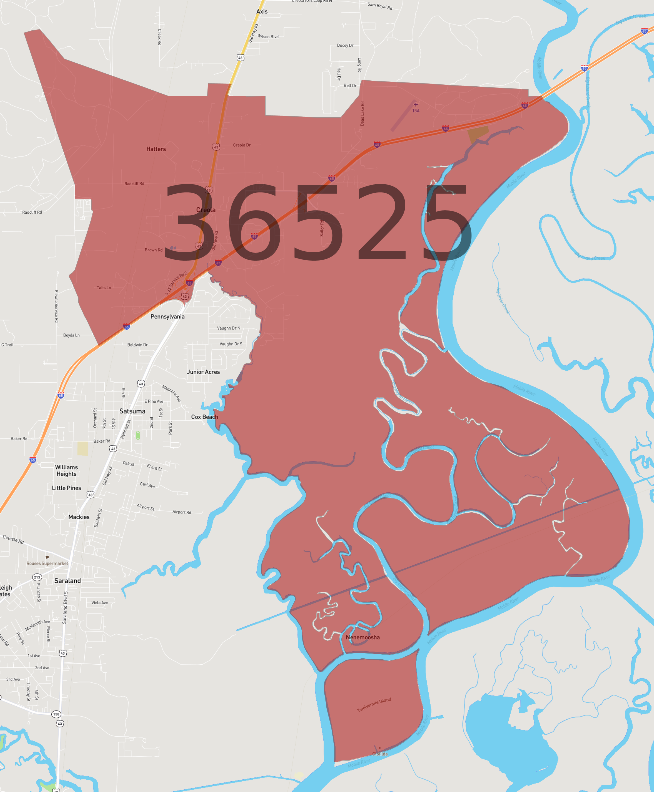 Zip Code 36525