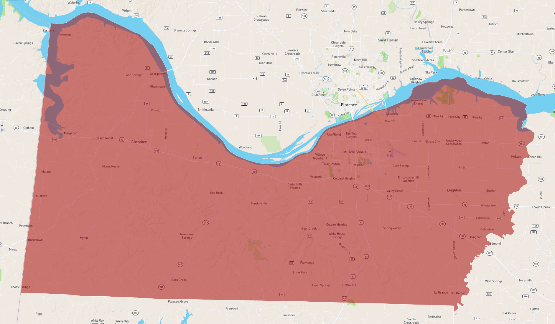 Alabama Colbert County - AtlasBig.com