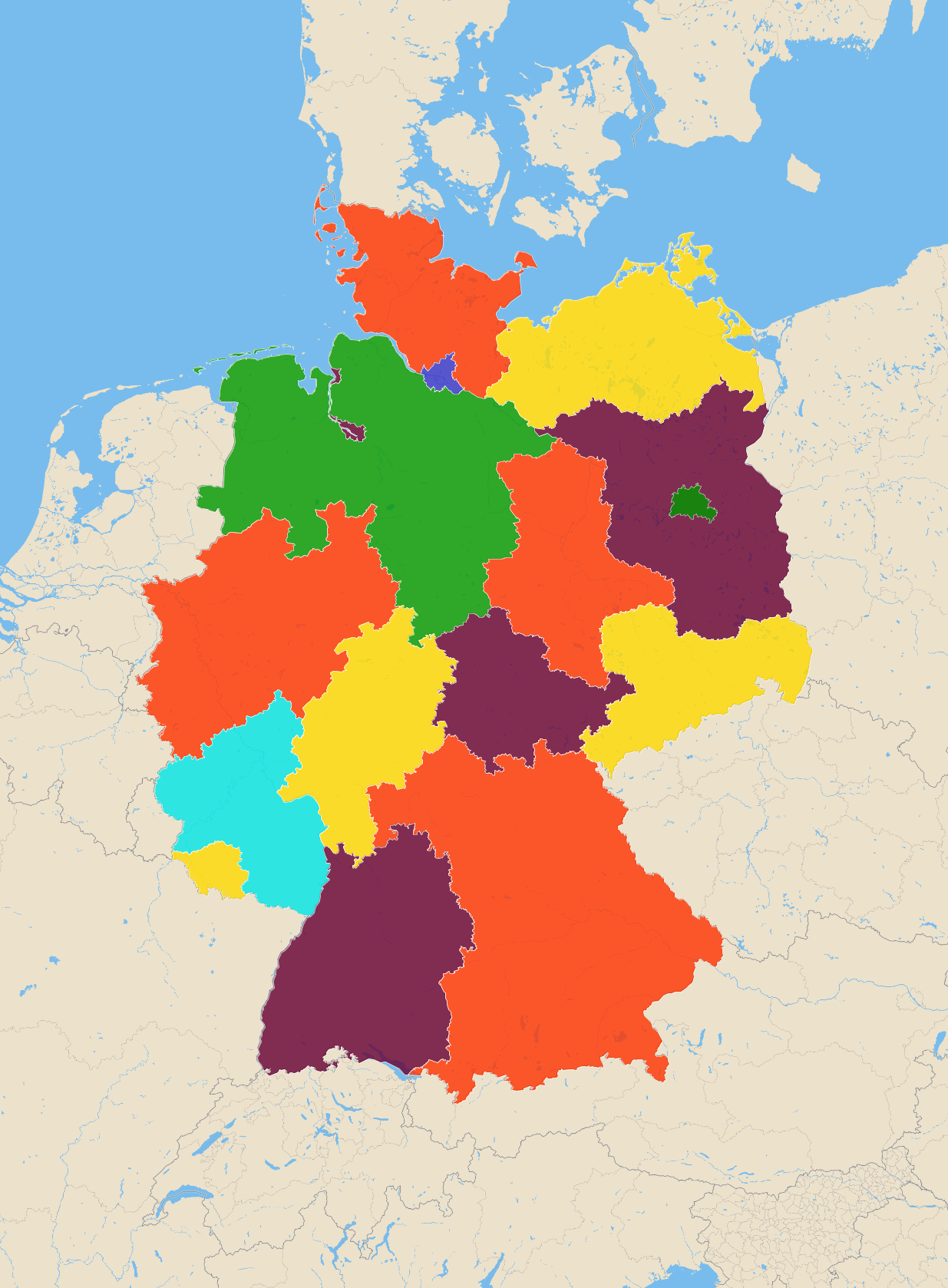 List and Map of German States - AtlasBig.com