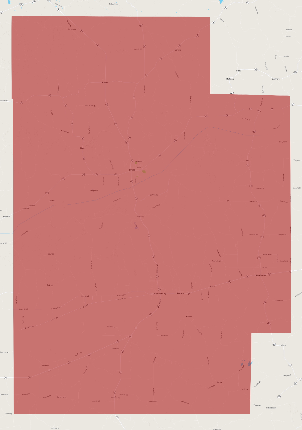 Mississippi Calhoun County - AtlasBig.com