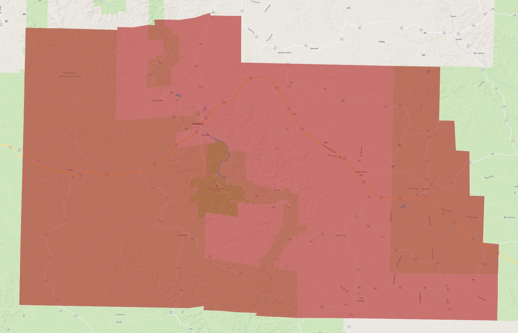 Missouri Carter County - AtlasBig.com