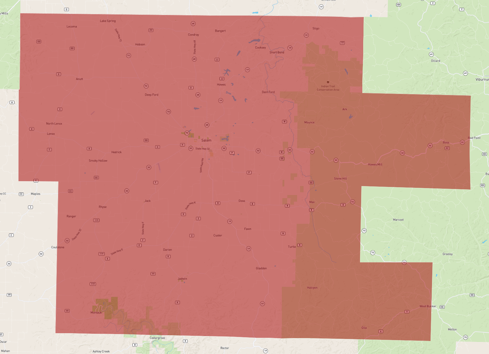 Missouri Dent County - AtlasBig.com
