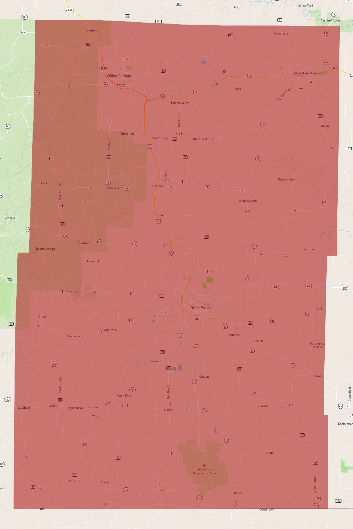 Missouri Howell County - AtlasBig.com