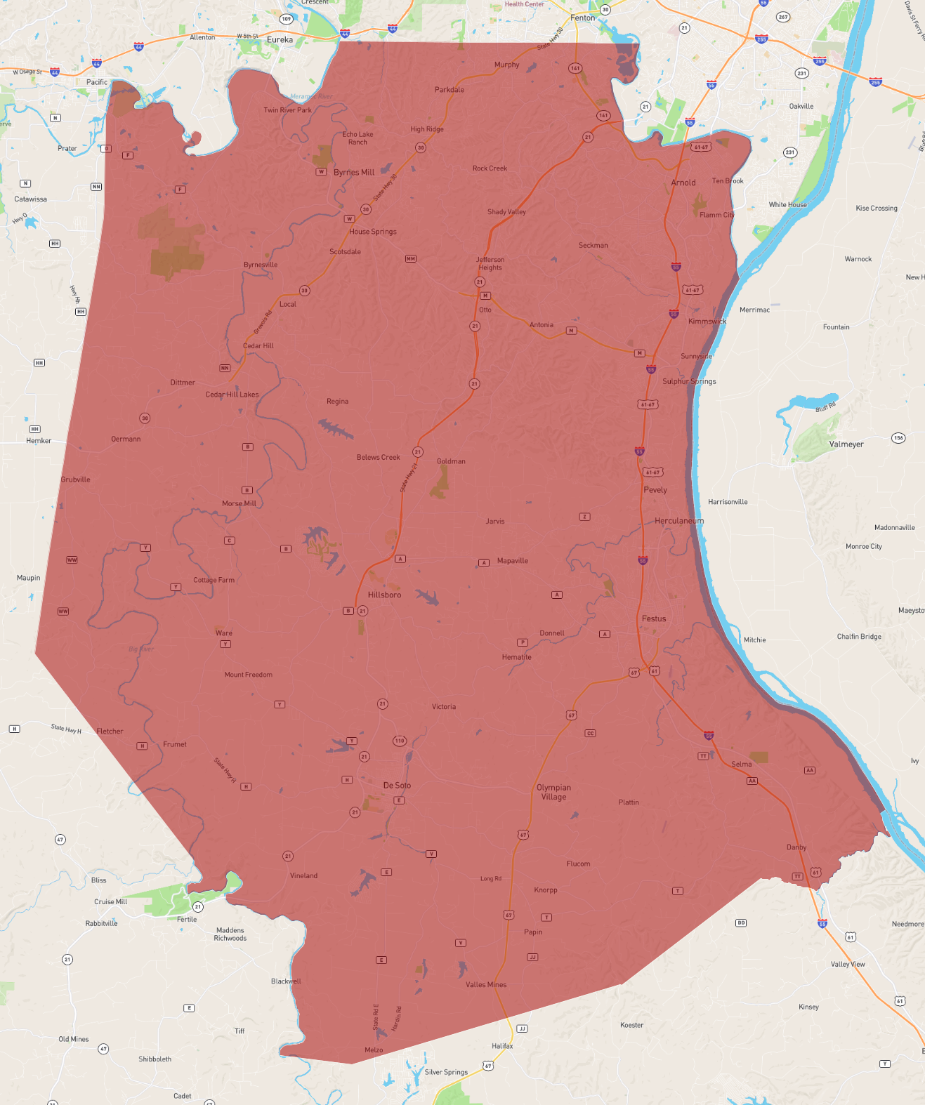 Missouri Jefferson County - AtlasBig.com