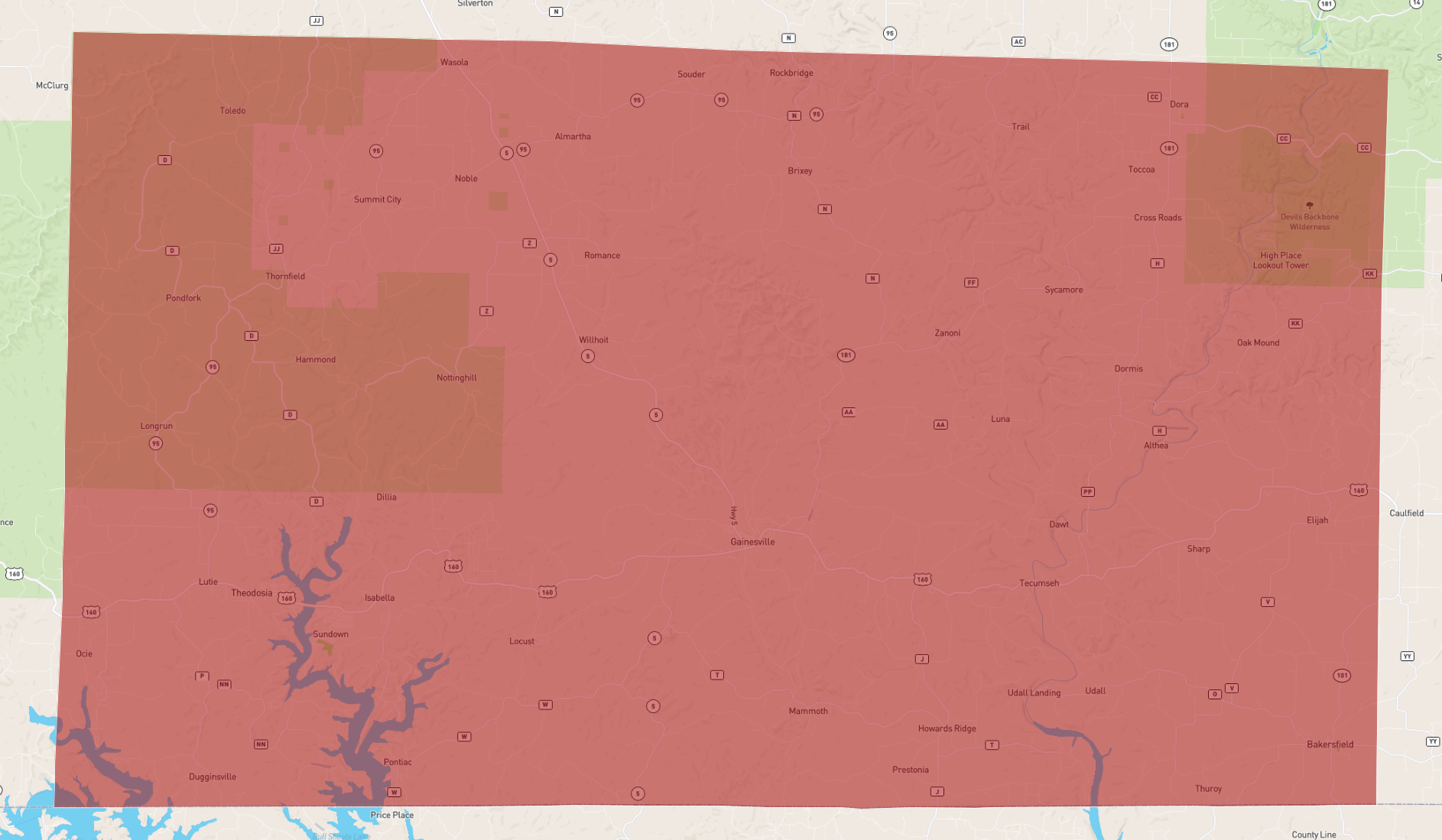 Missouri Ozark County - AtlasBig.com