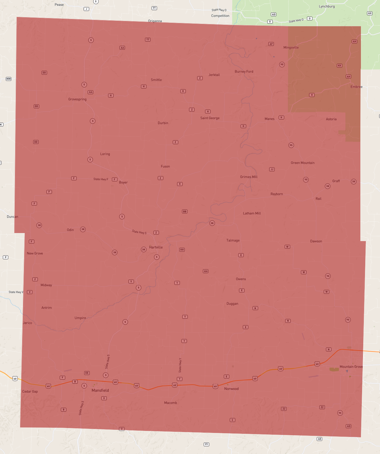 Missouri Wright County - AtlasBig.com