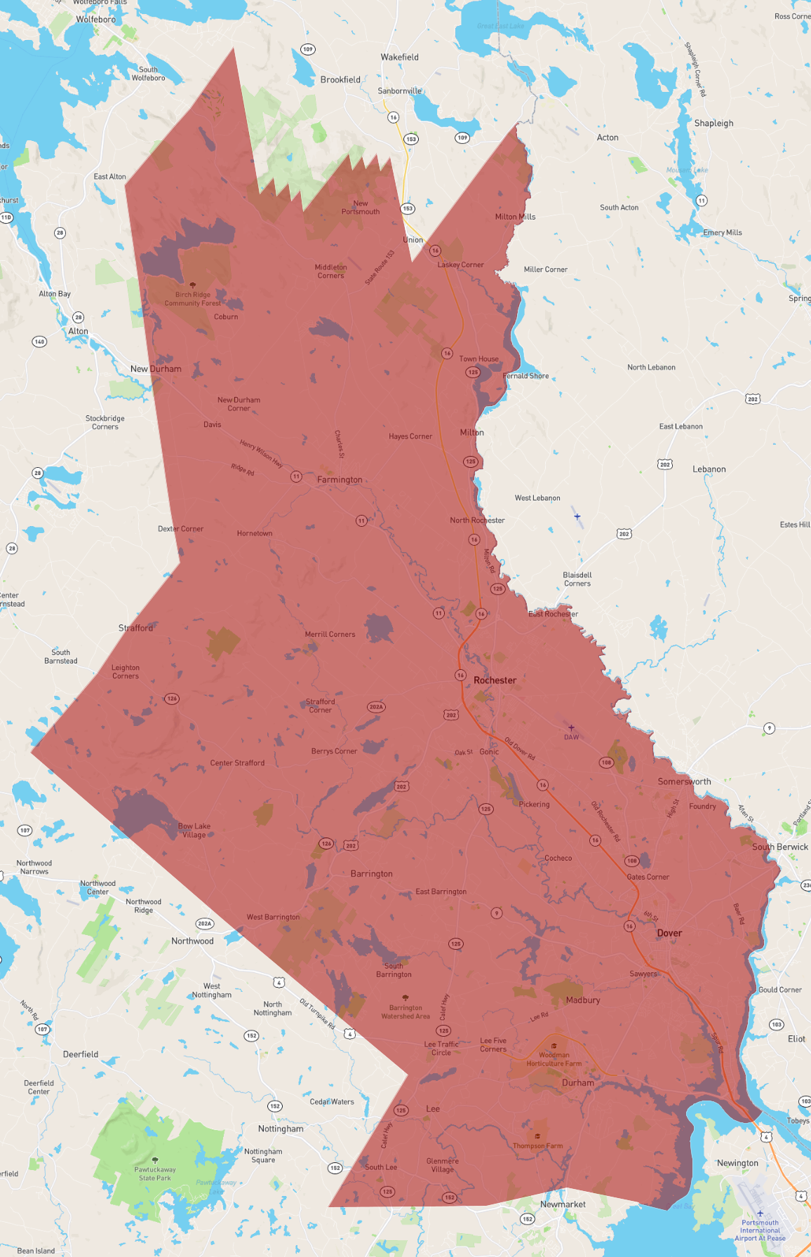 New Hampshire Strafford County - AtlasBig.com