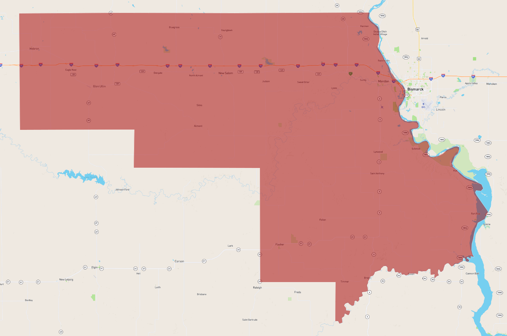 North Dakota Morton County - AtlasBig.com