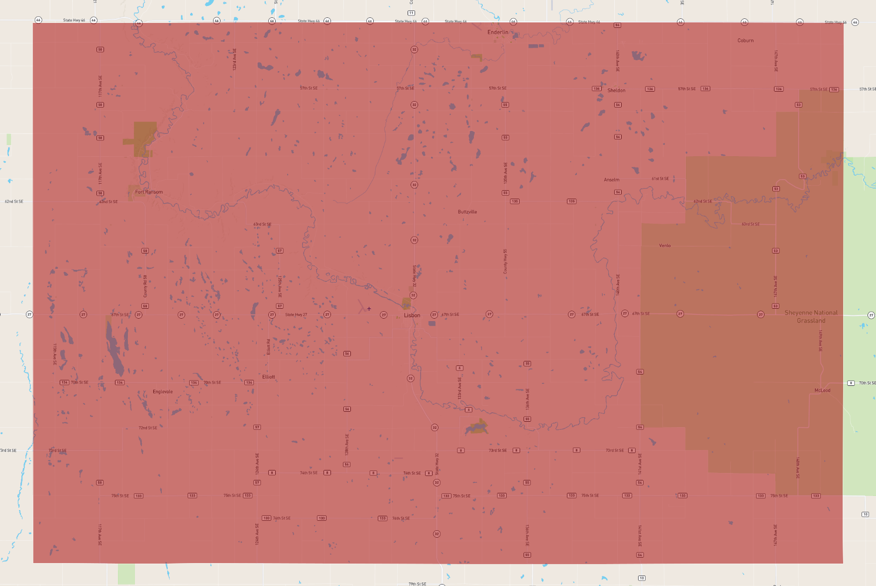 North Dakota Ransom County - AtlasBig.com