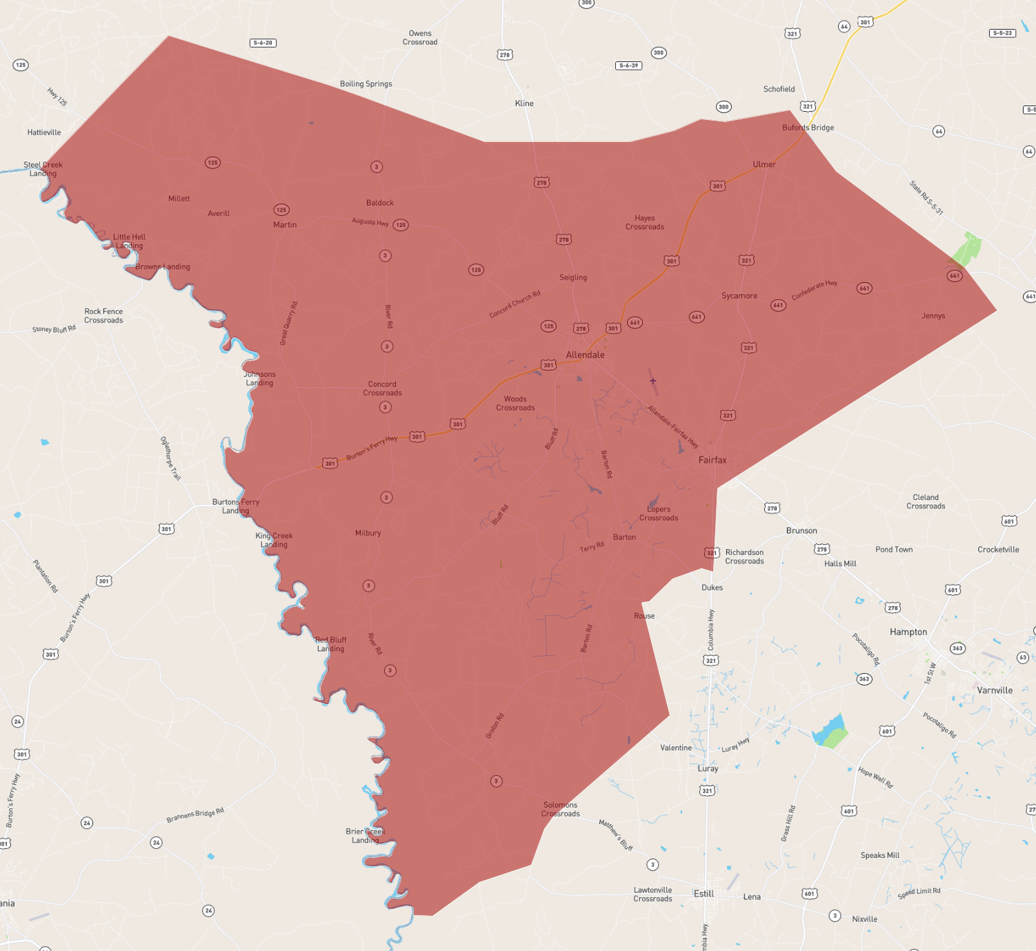 South Carolina Allendale County - AtlasBig.com