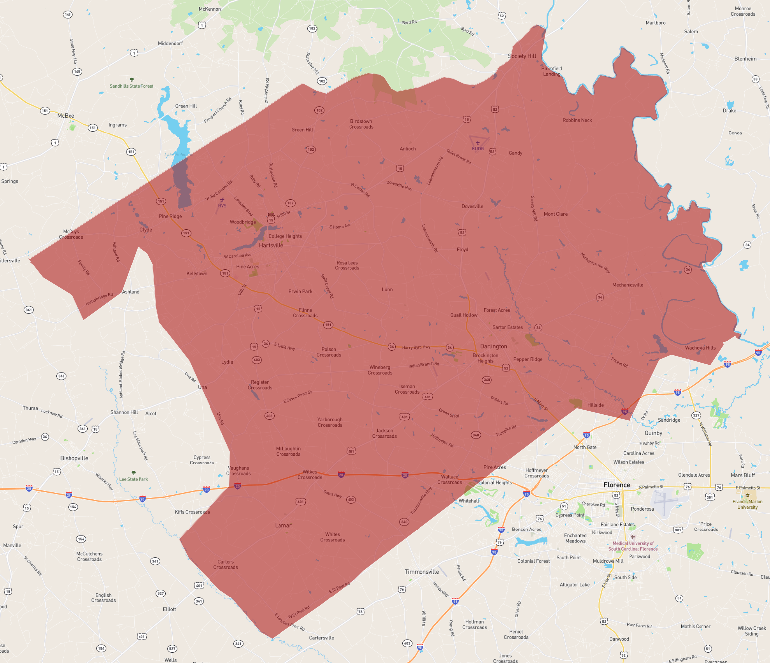 South Carolina Darlington County - AtlasBig.com