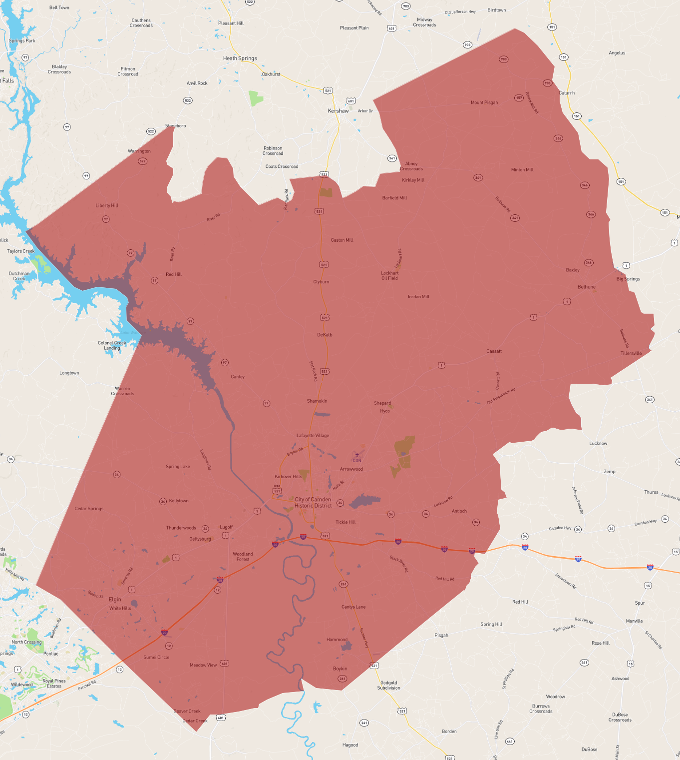 South Carolina Kershaw County - AtlasBig.com