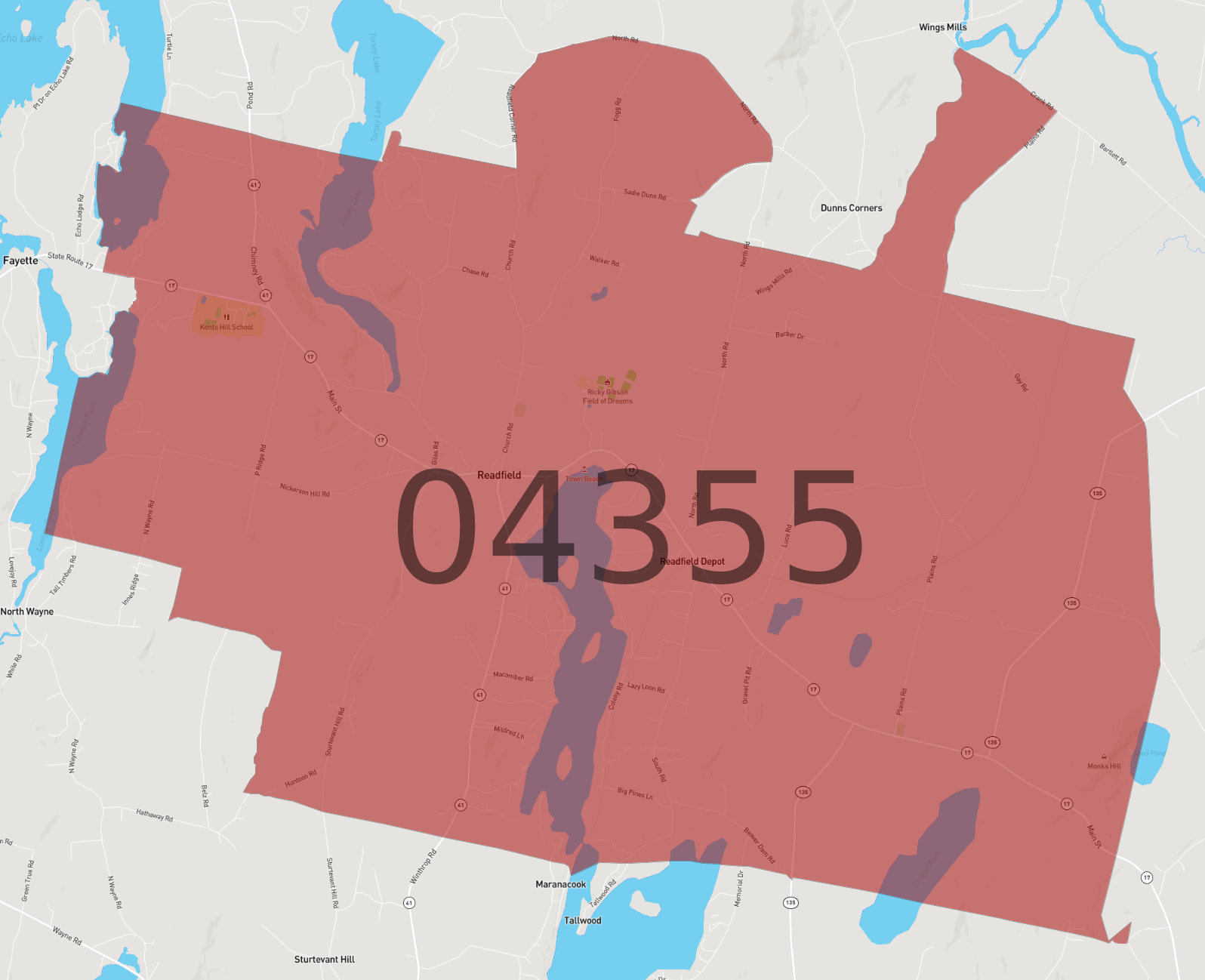 Zip Code 04355 - AtlasBig.com