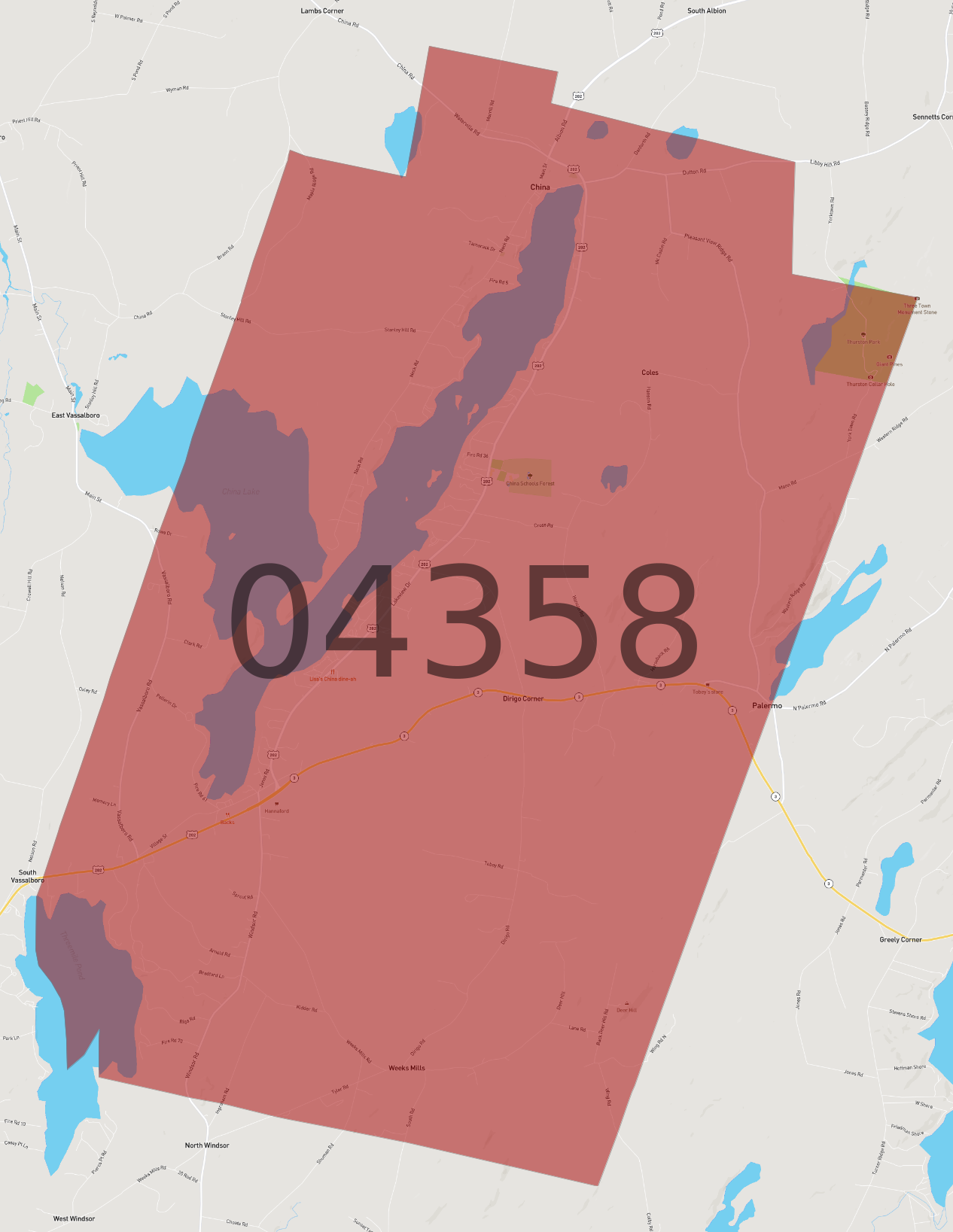 Zip Code 04358 - AtlasBig.com