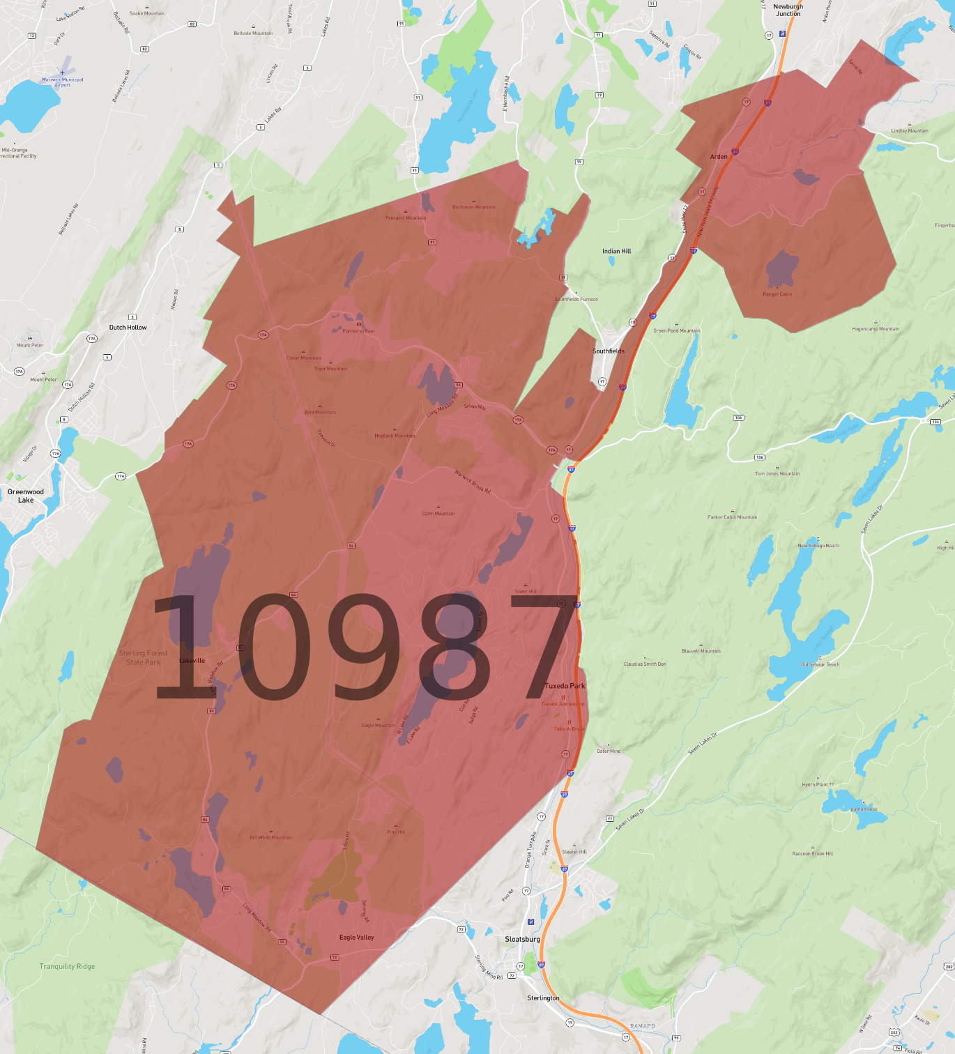 Zip Code 10987 - AtlasBig.com