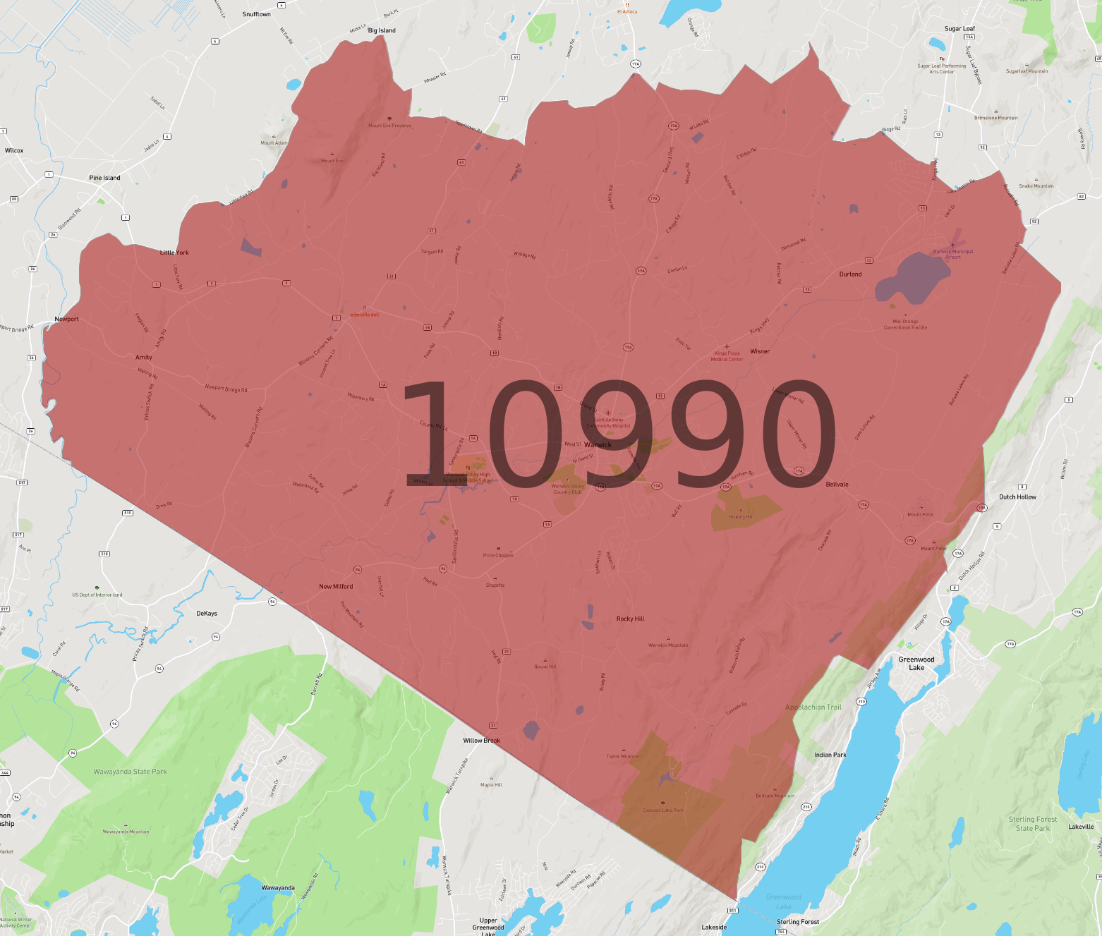 Zip Code 10990 - AtlasBig.com