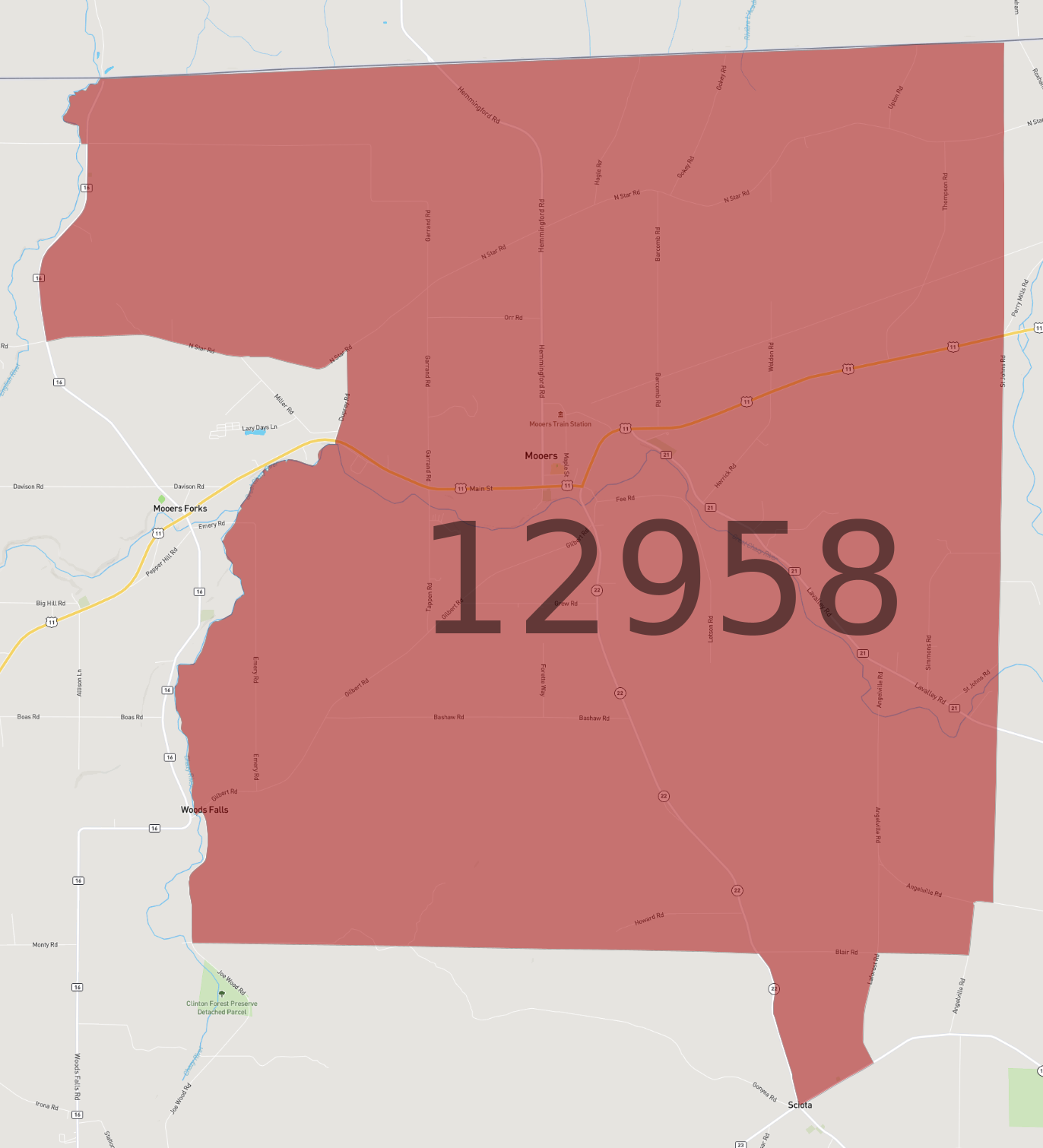 Zip Code 12958 - AtlasBig.com