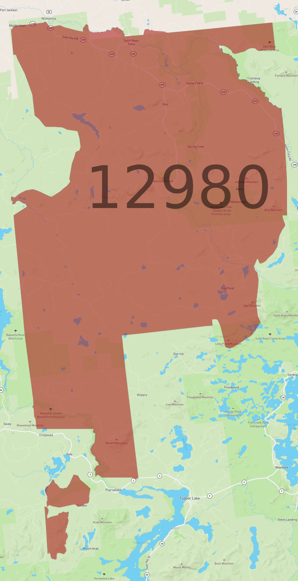 Zip Code 12980 - AtlasBig.com