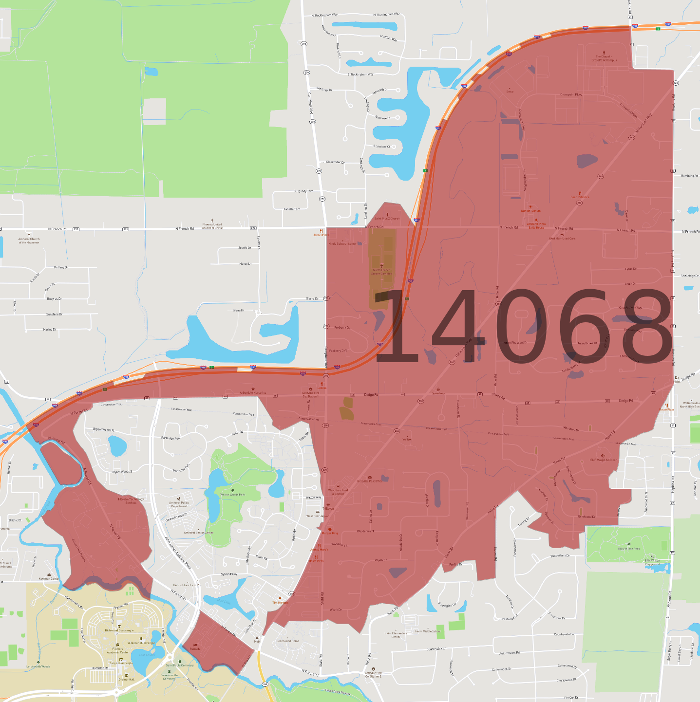 Zip Code 14068 - AtlasBig.com