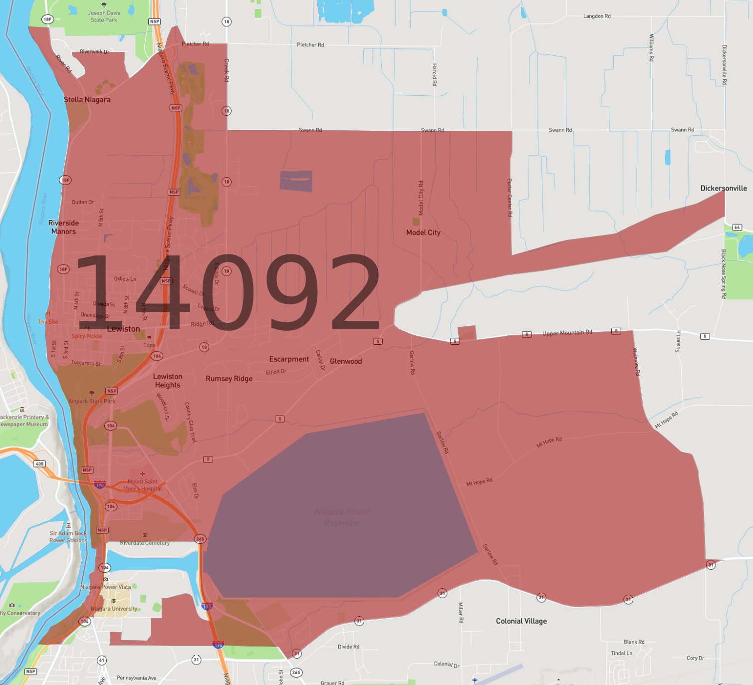 Zip Code 14092 - AtlasBig.com