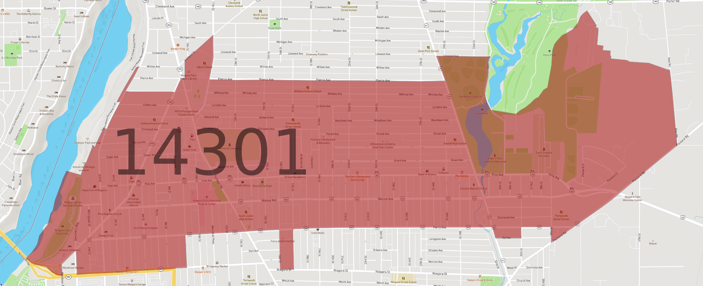 Zip Code 14301 - AtlasBig.com