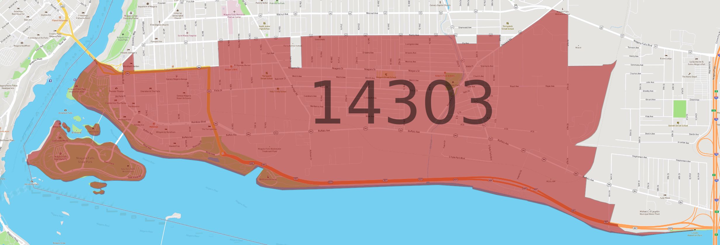 Zip Code 14303 - AtlasBig.com