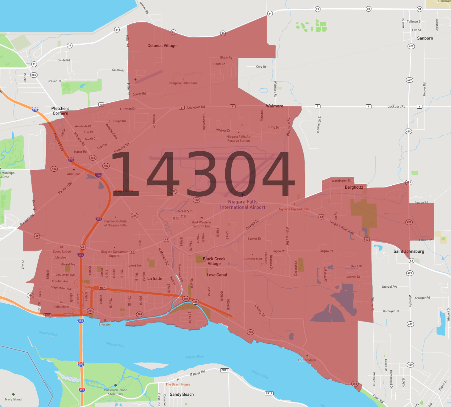 Zip Code 14304 - AtlasBig.com