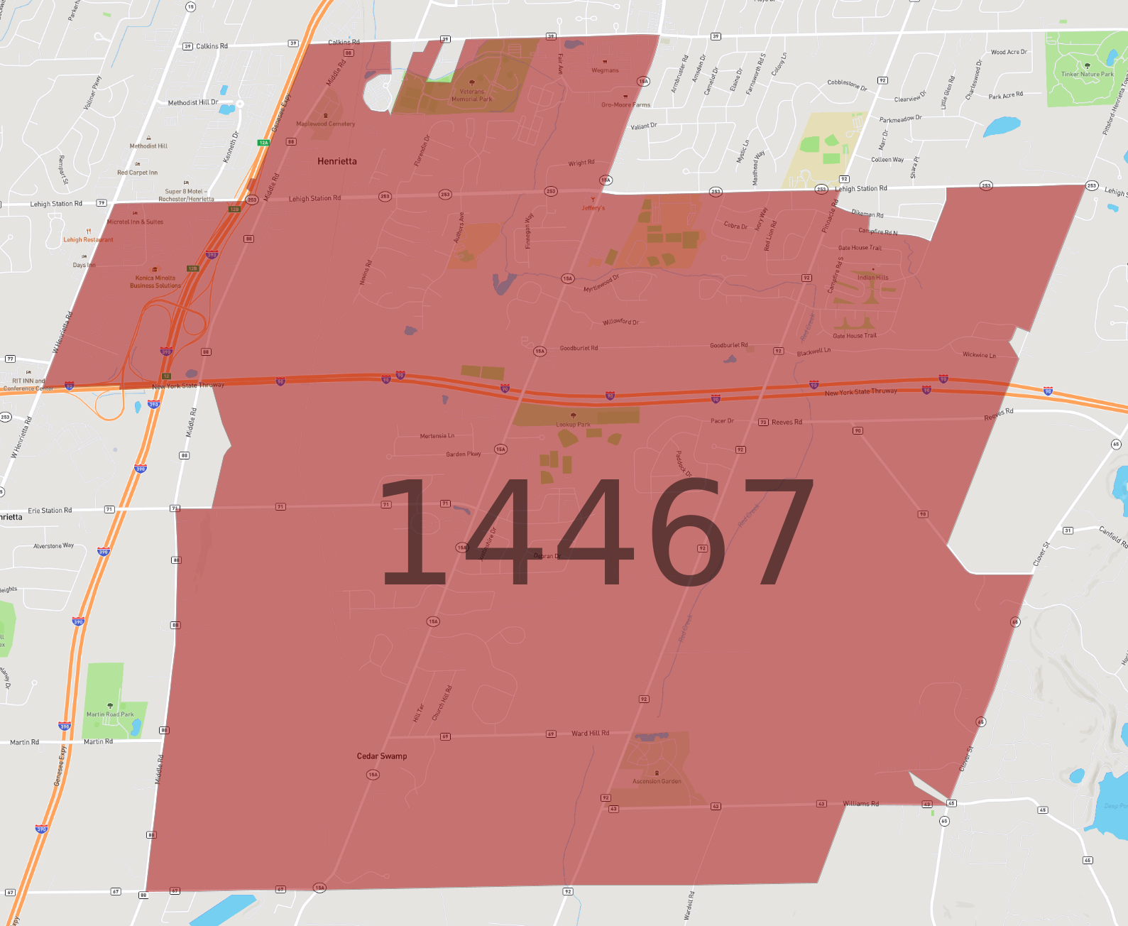 Zip Code 14467 - AtlasBig.com