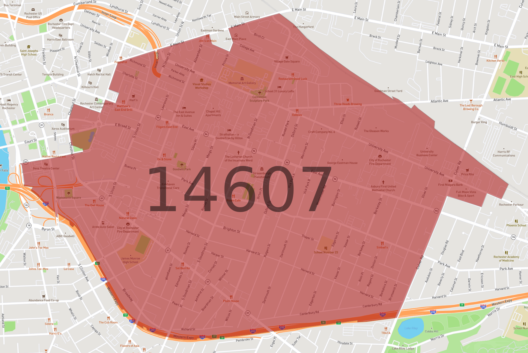 Zip Code 14607 - AtlasBig.com