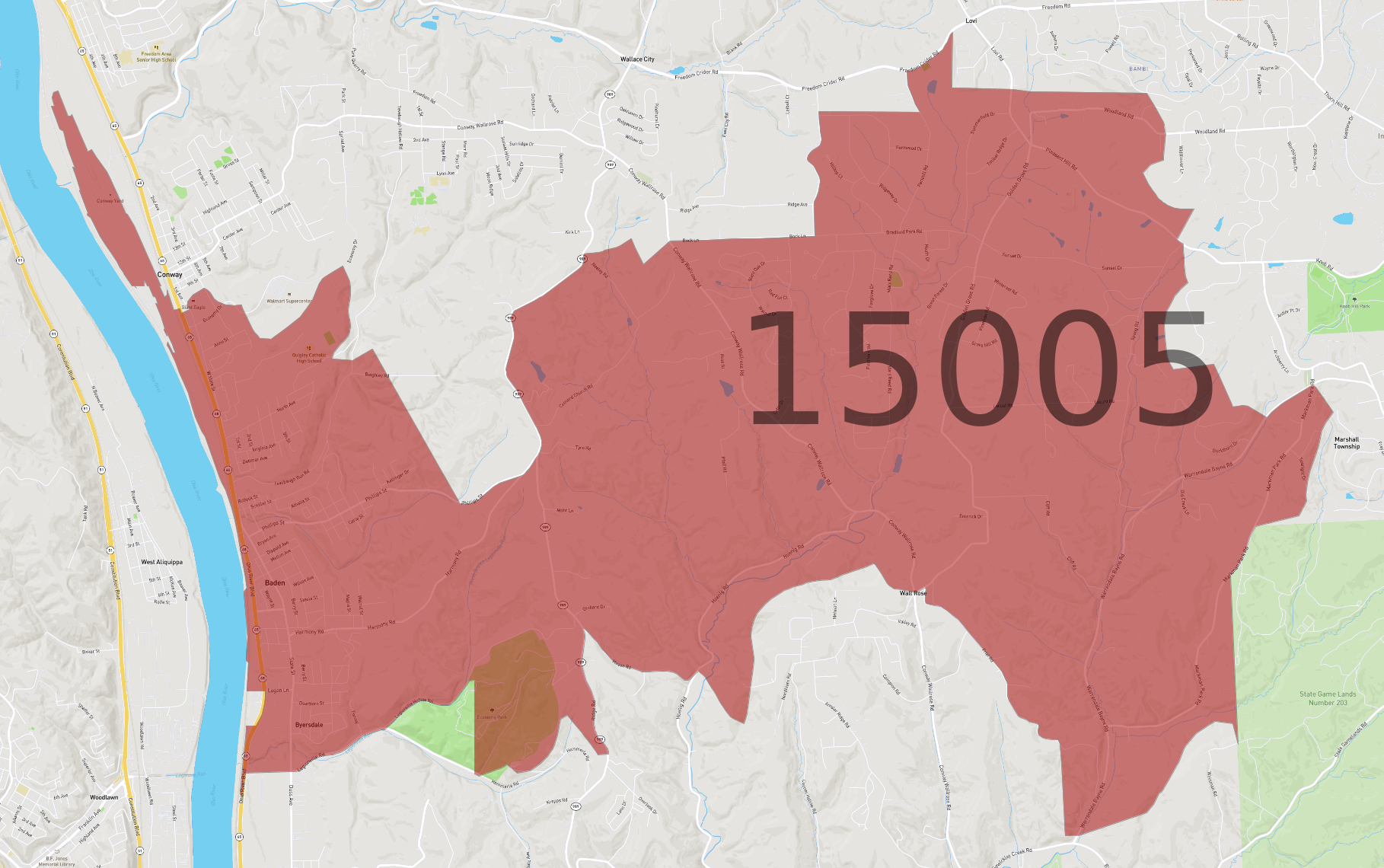 Zip Code 15005 - AtlasBig.com