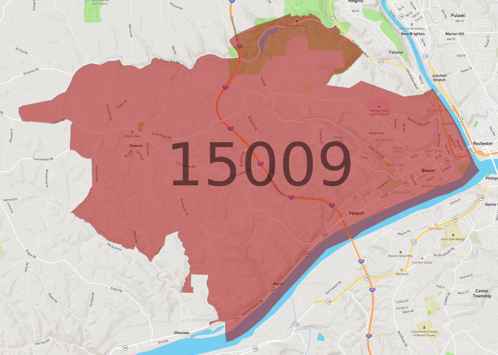 Zip Code 15009 - AtlasBig.com