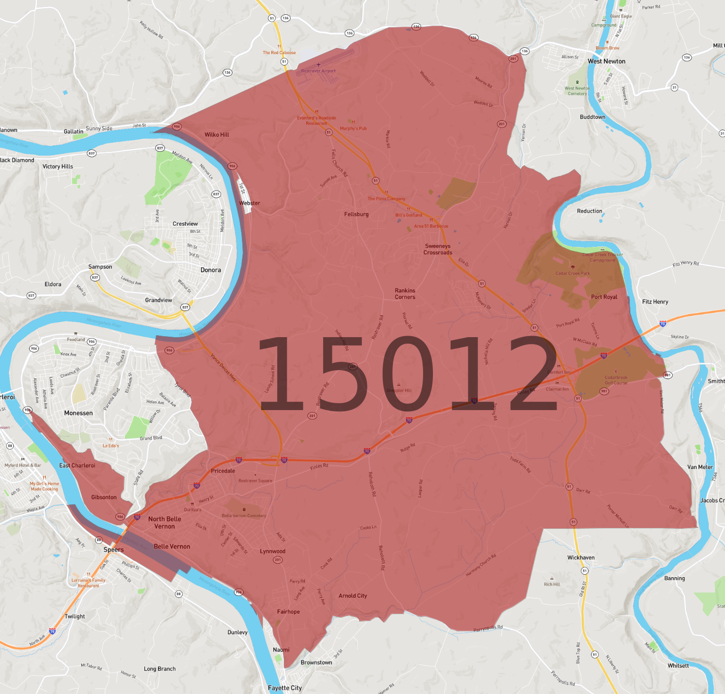 Zip Code 15012 - AtlasBig.com