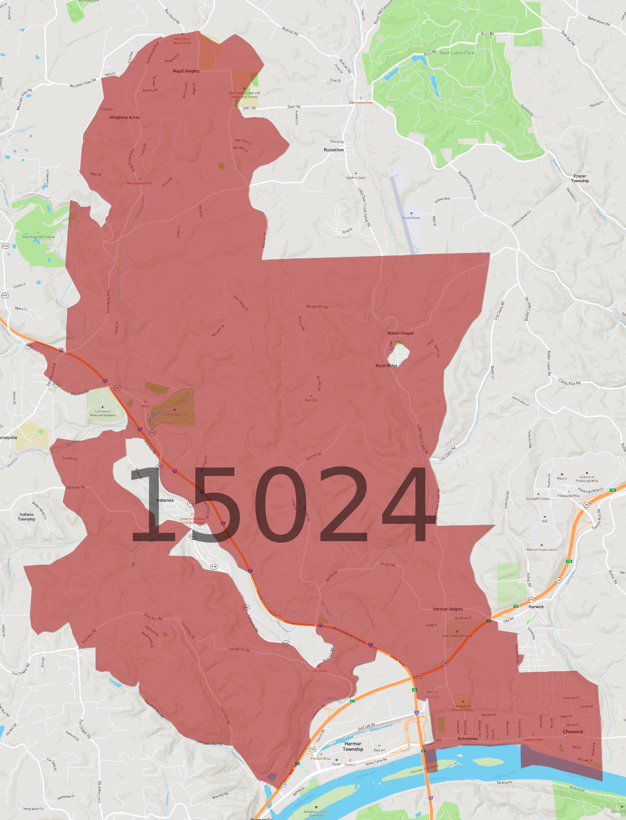 Zip Code 15024 - AtlasBig.com