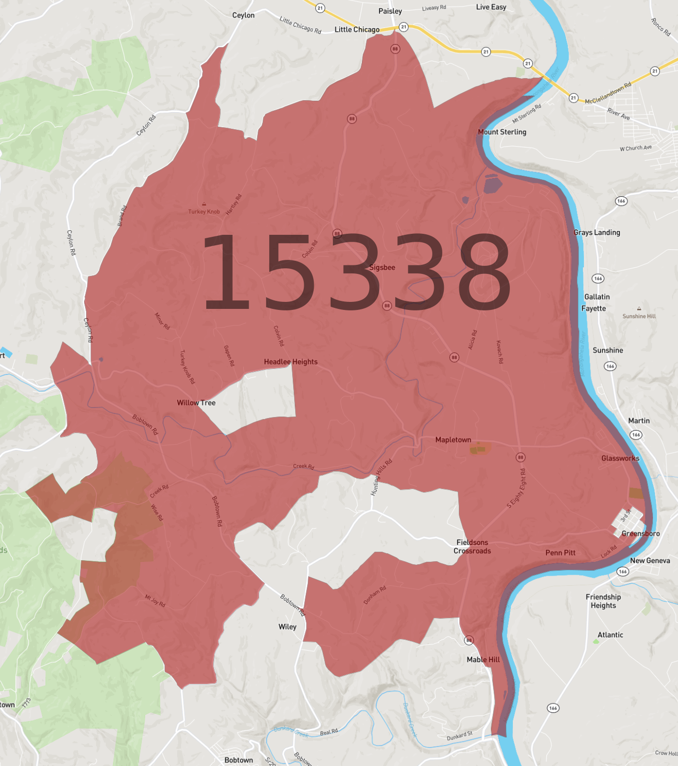 Zip Code 15338 - AtlasBig.com