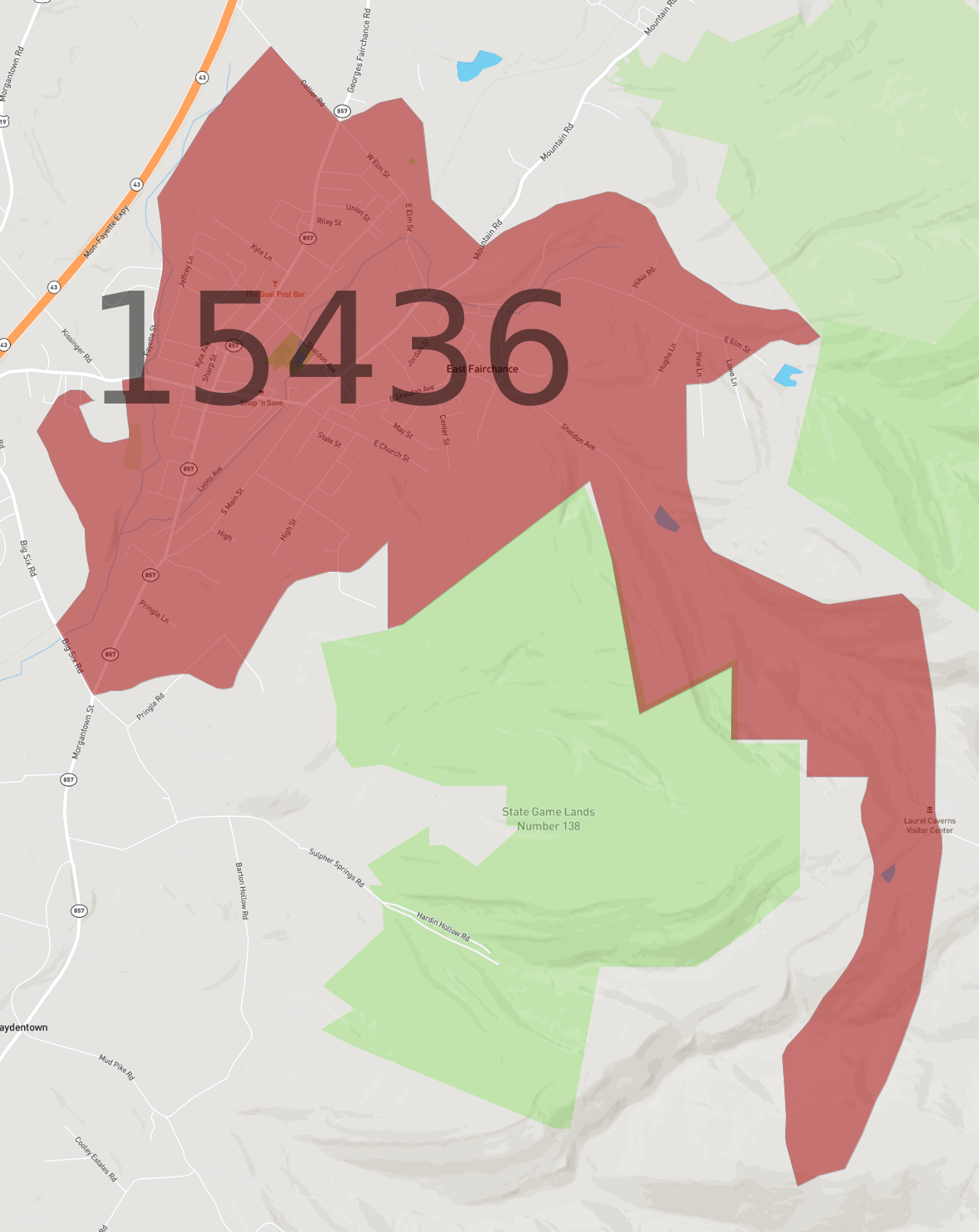 Zip Code 15436 - AtlasBig.com