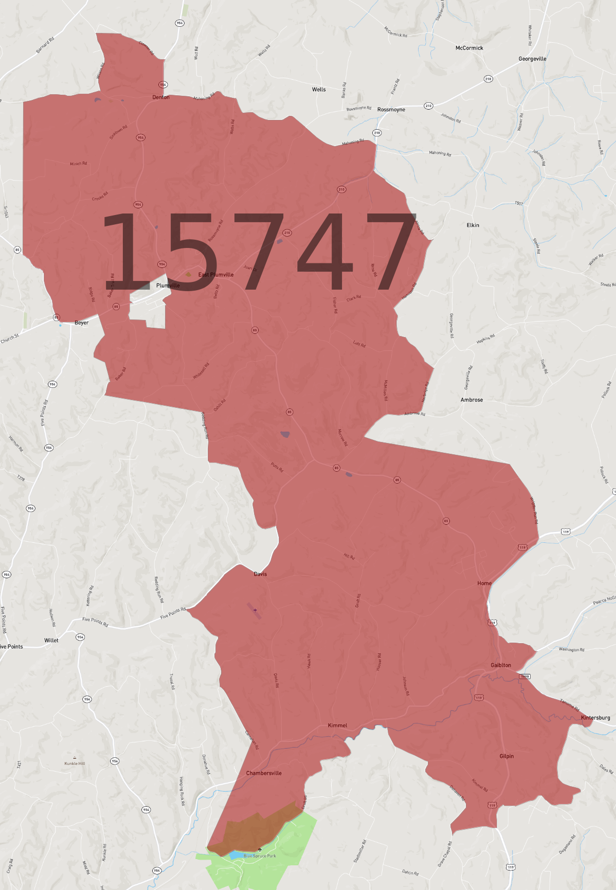 Zip Code 15747 - AtlasBig.com