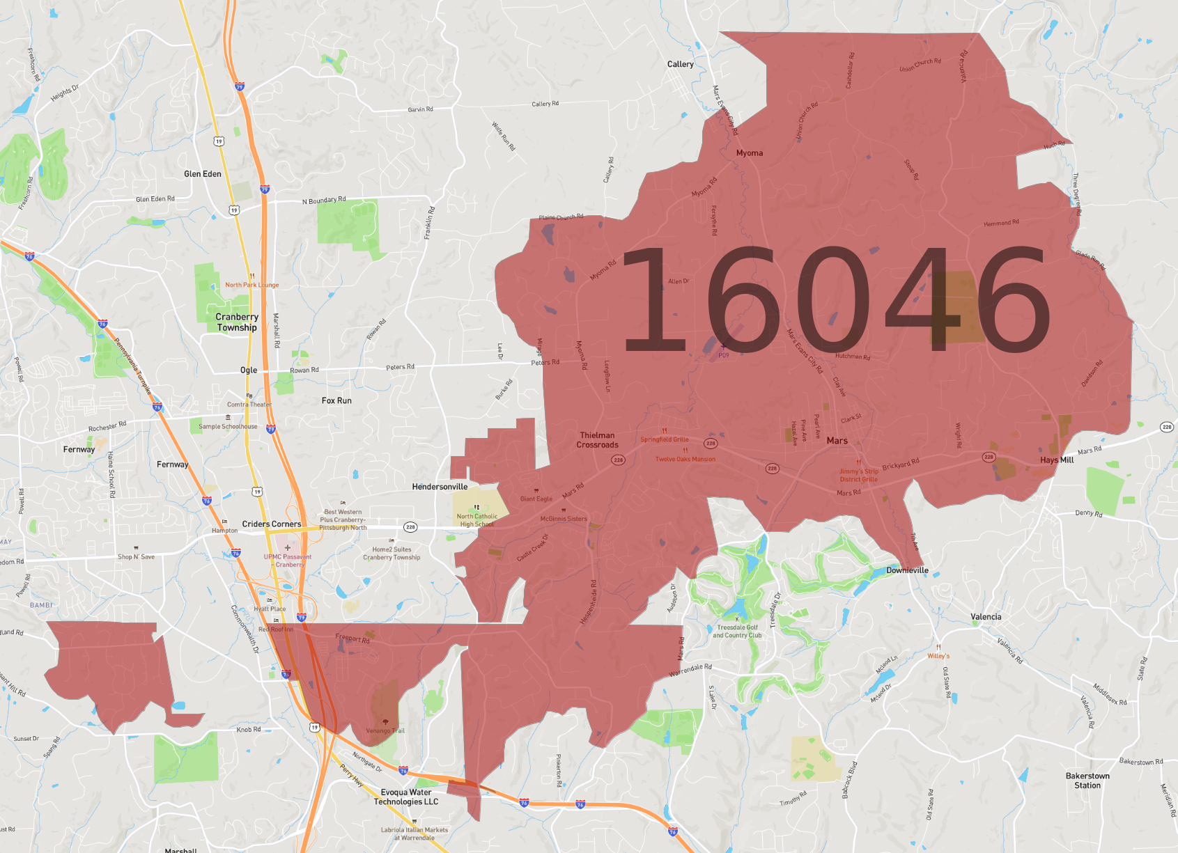 Zip Code 16046 - AtlasBig.com