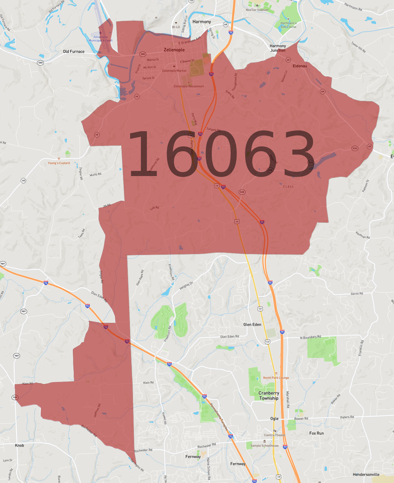 Zip Code 16063 - AtlasBig.com
