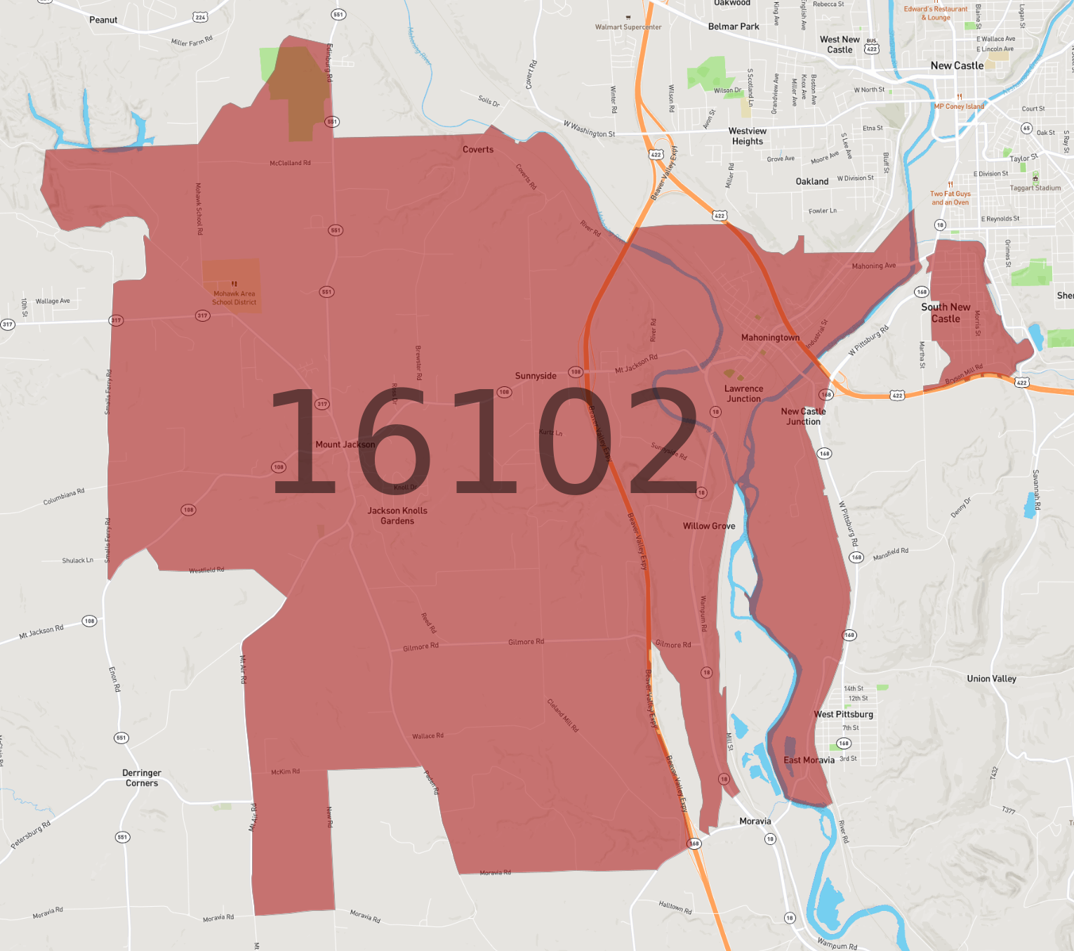 Zip Code 16102 - AtlasBig.com