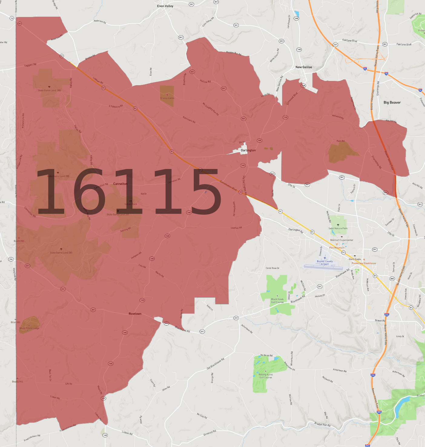 Zip Code 16115 - AtlasBig.com