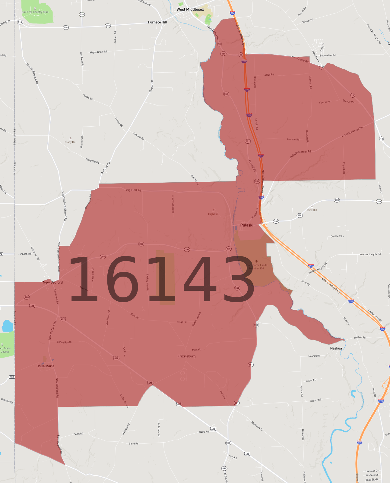 Zip Code 16143 - AtlasBig.com
