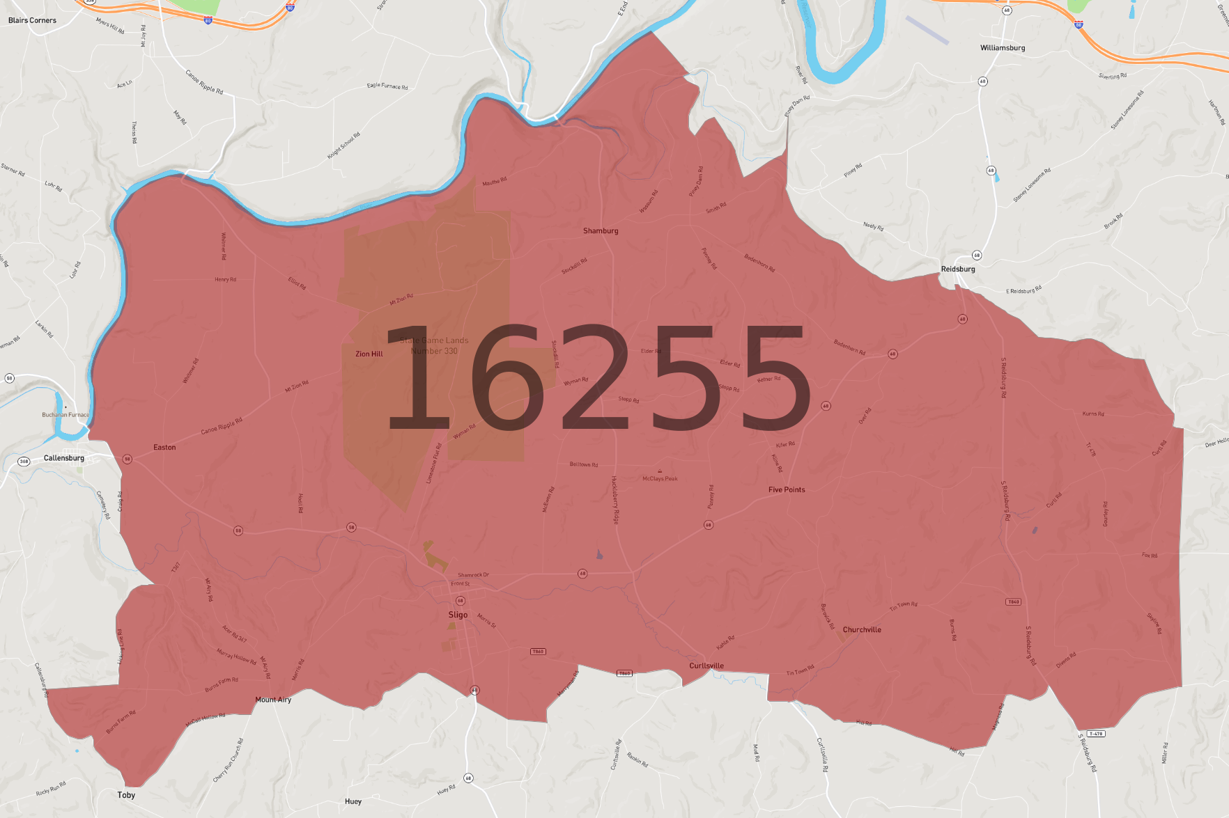 Zip Code 16255 - AtlasBig.com