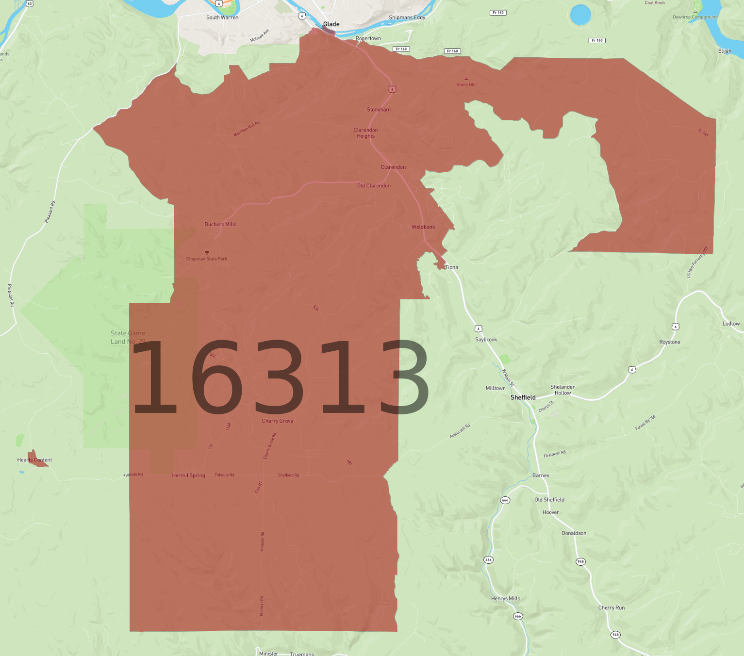 Zip Code 16313 - AtlasBig.com